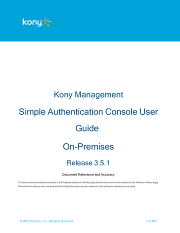 Kony Simple Authentication Console User Guide | Manualzz