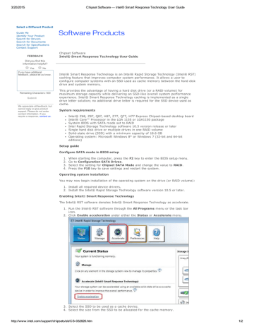 Intel Smart Response Technology User Guide | Manualzz