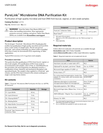 Thermo Fisher Scientific PureLink Microbiome DNA Purification Kit User ...
