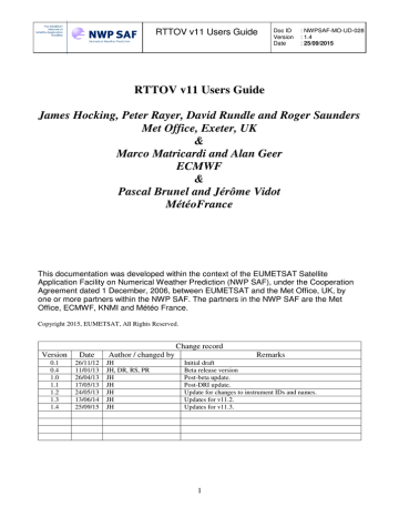 RTTOV v11 User Guide - Radiative Transfer Model | Manualzz