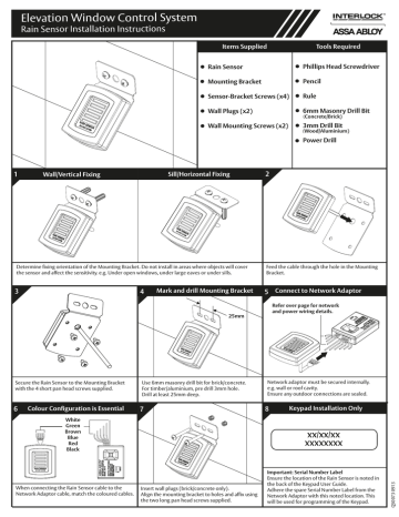 Rain Sensor Installation Instructions - ASSA ABLOY | Manualzz