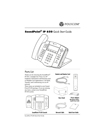 SoundPoint IP 650 Quick Start Guide | Manualzz