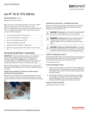 Ion PI Hi-Q OT2 200 Quick Reference | Manualzz