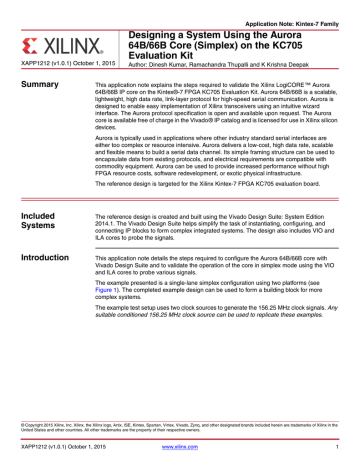 Designing a System Using the Aurora 64B/66B Core (Simplex) on the KC705 ...