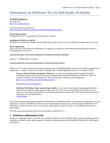 InfoPower VCL RAD Studio 10 Seattle User Manual | Manualzz