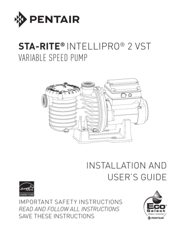 Pentair IntelliPro 2 VST User's Guide | Manualzz