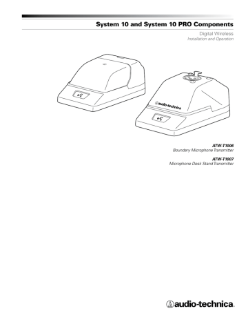 Audio Technica ATW-T1006 Installation and Operation Manual | Manualzz