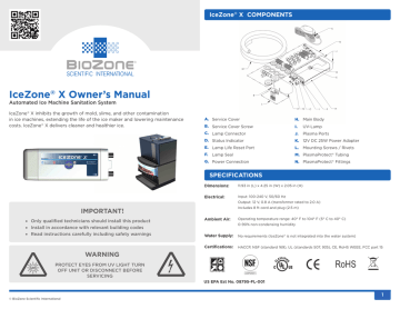 BIOZONE IceZone X 20 Owner's Manual | Manualzz