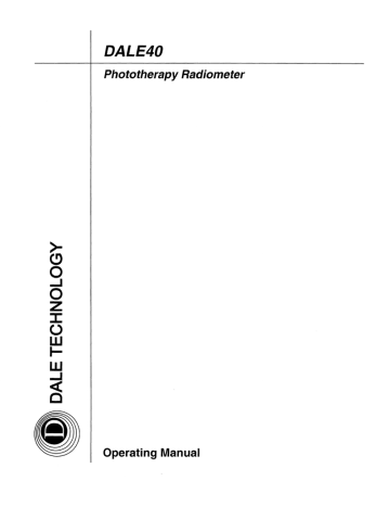 Fluke Dale40 Phototherapy Radiometer Owner's Manual | Manualzz