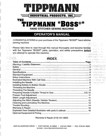 Tippmann BOSS Hand Stitcher Operator's Manual | Manualzz