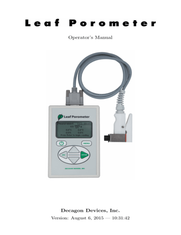 Leaf Porometer Operator's Manual | Manualzz