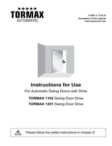 Tormax 1201 Instructions For Use Manual | Manualzz