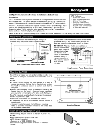 VAM VISTA Installation & Setup Guide | Manualzz