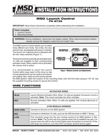 MSD 8735 Launch Control Module Selector Instructions | Manualzz