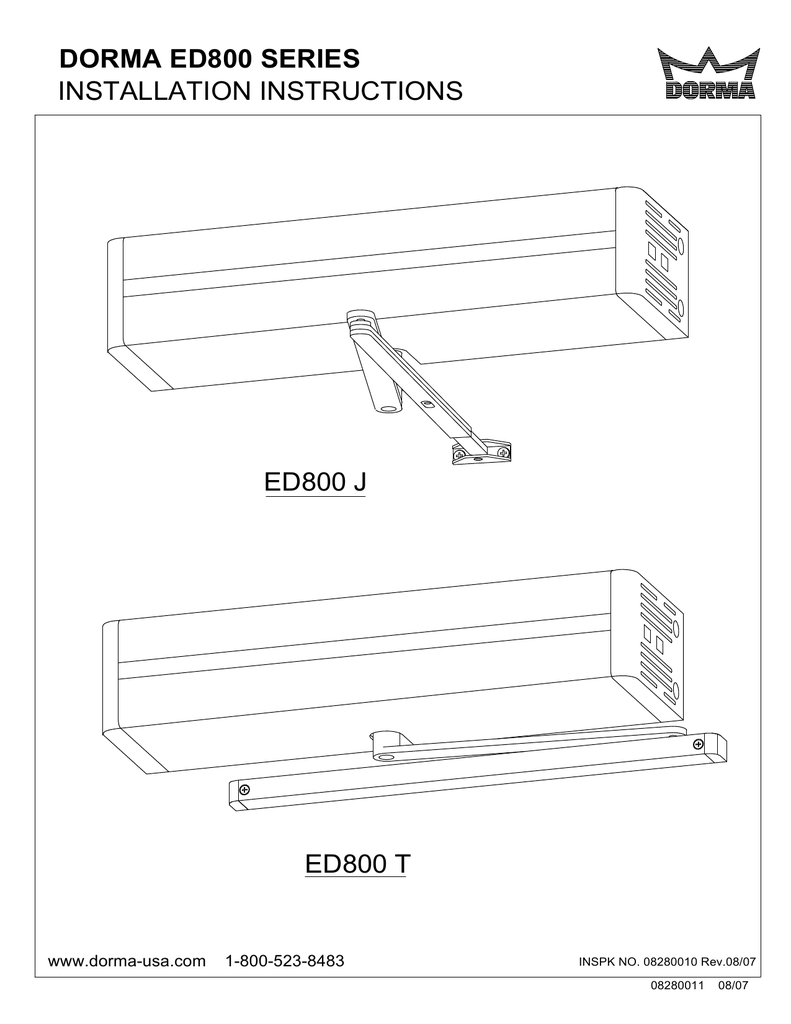 Dorma ED800 J Installation Instructions Manual | Manualzz