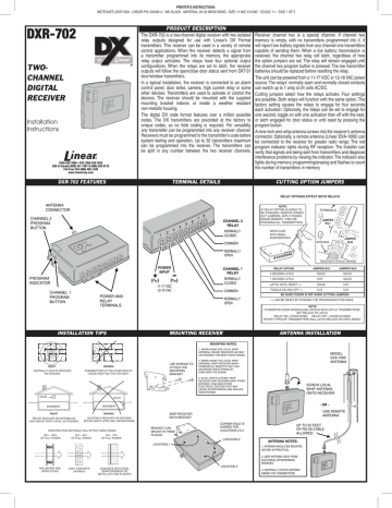 Nortek Contol DXR-702 Instructions | Manualzz