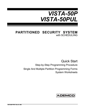 ADEMCO VISTA-50P Quick start manual | Manualzz