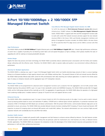 PLANET WGSD-10020 Datasheet | Manualzz