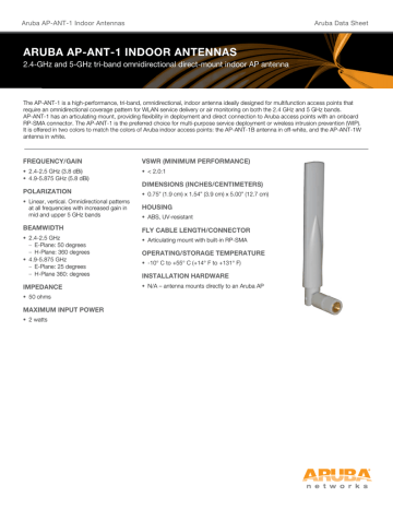 Aruba Indoor Antenna AP-ANT-1B Product Sheet | Manualzz