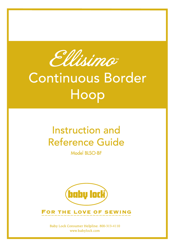 Baby Lock Ellisimo BLSO-BF Instruction And Reference Manual | Manualzz