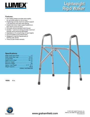 LUMEX Lightweight Rigid Walker Product sheet | Manualzz
