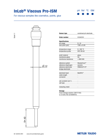 Mettler Toledo InLab Viscous Pro-ISM Datasheet | Manualzz