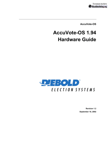 DIEBOLD AccuVote-OS 1.94 Hardware manual | Manualzz