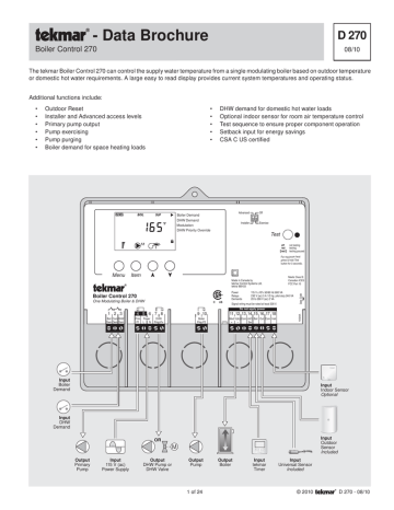 tekmar Boiler Control 270 Data Brochure | Manualzz