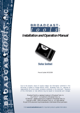 Broadcast Tools Status Sentinel - Installation and Operation Manual