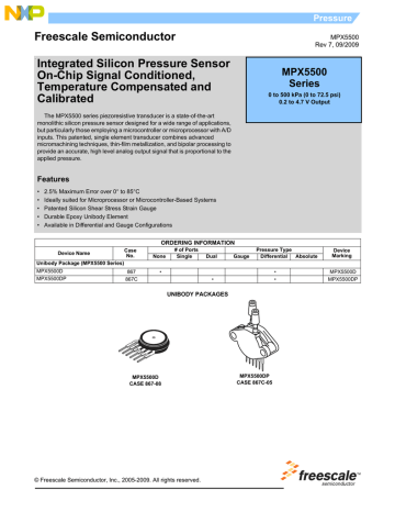 NXP MPX5500D Integrated Pressure Sensor Data Sheet | Manualzz