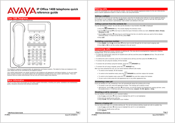Avaya 1408 Quick Reference Guide | Manualzz