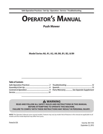 Remington RM105 Trail Blazer Lawn Mower Manual | Manualzz