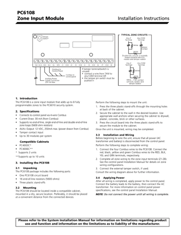 DSC PC6108 Zone Input Module Installation Instructions | Manualzz