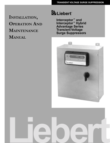 Liebert Interceptor Hybrid Advantage Installation Manual | Manualzz