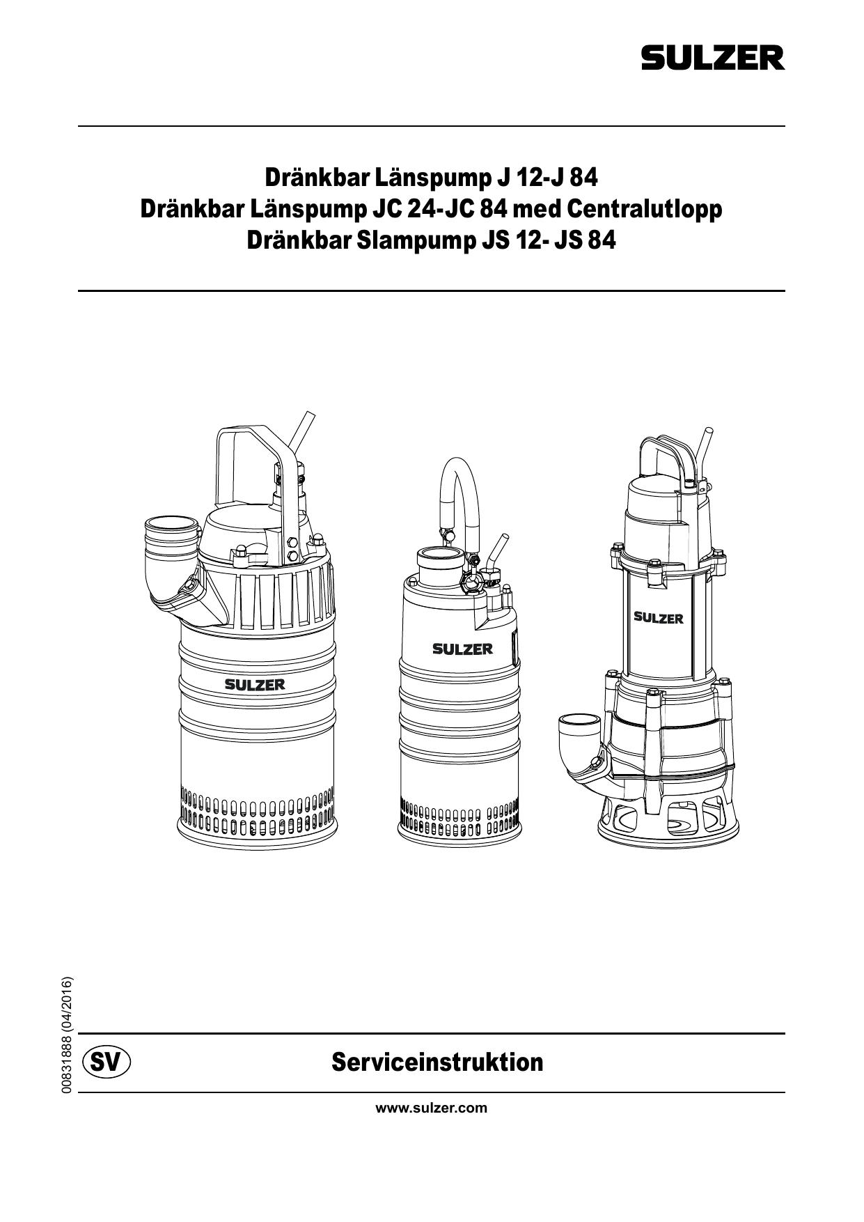 Sulzer J/JC/JS 12-84 Bruksanvisning | Manualzz