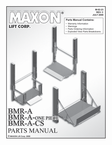 Maxon BMR-A SERIES Parts Manual | Manualzz