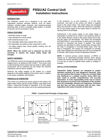 Tapeswitch PSSU/A2 Control Unit Installation Instructions | Manualzz