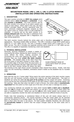 Securitron LM Latch Monitors Installation Instructions | Manualzz