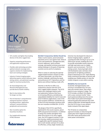 Intermec CK70 Datasheet - Rugged Mobile Computer | Manualzz