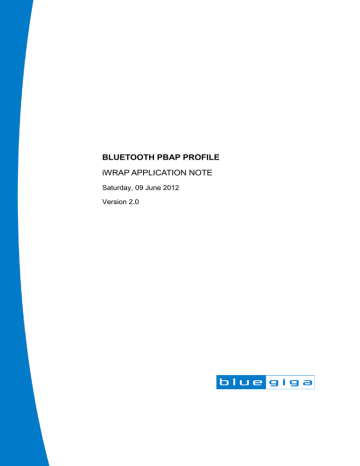 Bluetooth PBAP Profile iWRAP Application Note | Manualzz