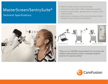 CareFusion MasterScreen IOS, PFT, Body Technical Specifications | Manualzz