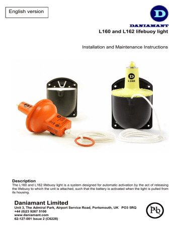 Daniamant L160, L162 Lifebuoy Light Installation and Maintenance ...