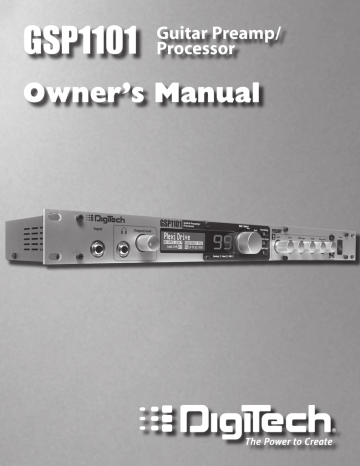 DigiTech Guitar Preamp/Processor GSP 1101 Owner's Manual | Manualzz
