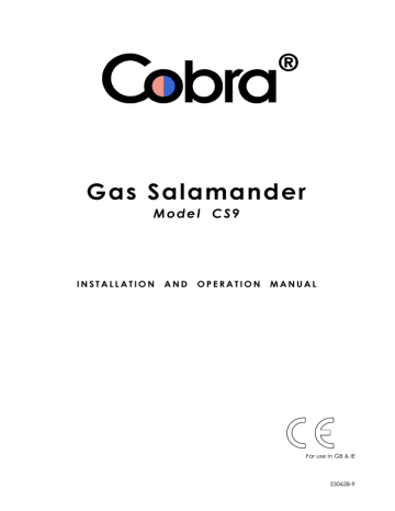 Cobra CS9 Gas Salamander Installation and Operation Manual | Manualzz