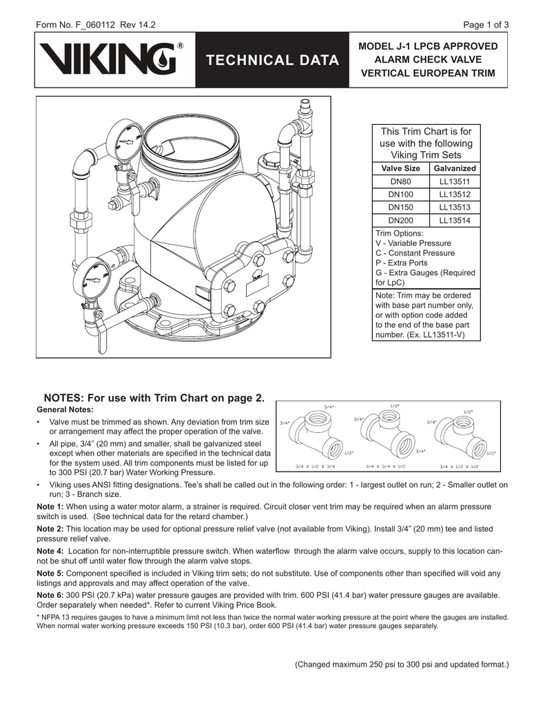 TECHNICAL DATA MODEL J-1 LPCB APPROVED ALARM CHECK VALVE VERTICAL EUROPEAN TRIM Manualzz ...