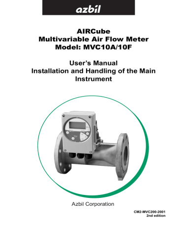 Air Flow Meter AIRCube MVC10A/10F User's Manual | Manualzz