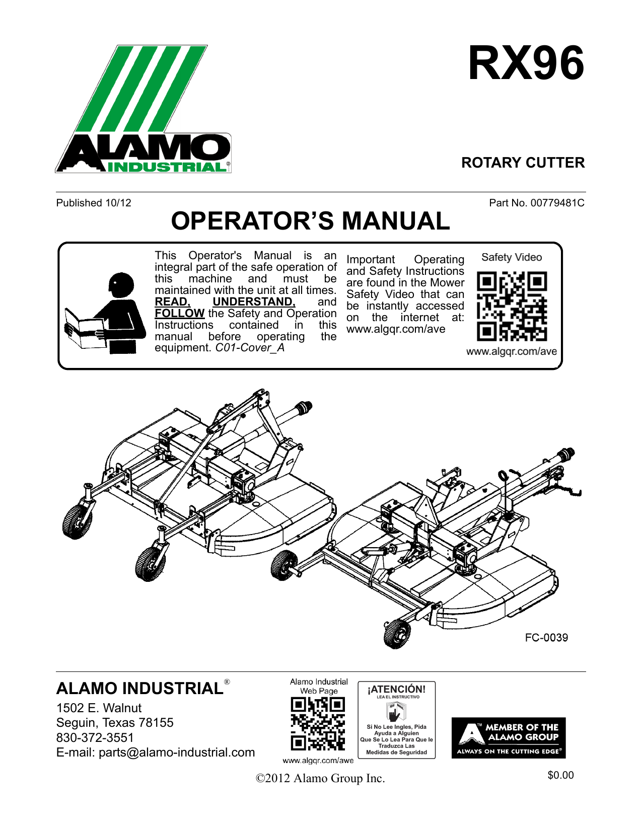 Alamo Industrial RX96 Rotary User manual | Manualzz