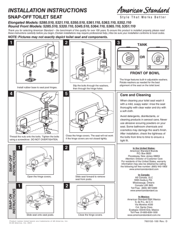 American Standard Toilet Seat Installation