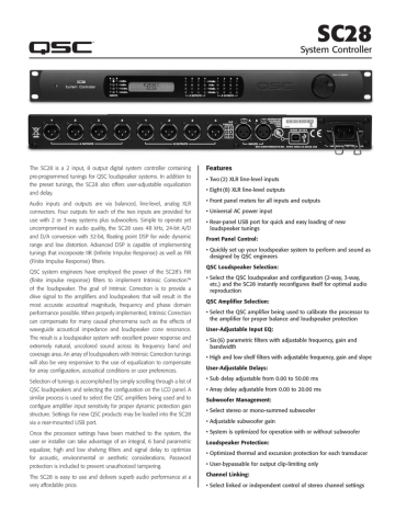 QSC SC28 Spec sheet | Manualzz