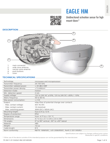 Door Sensor EAGLE HM Datasheet | Manualzz